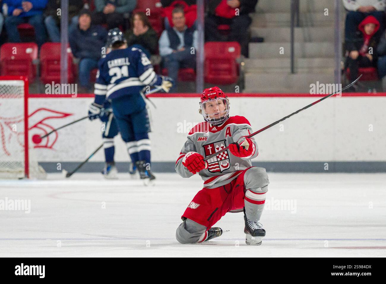 January 24, 2025: Sacred Heart Pioneers Mikey Adamson (6) celebrates a ...