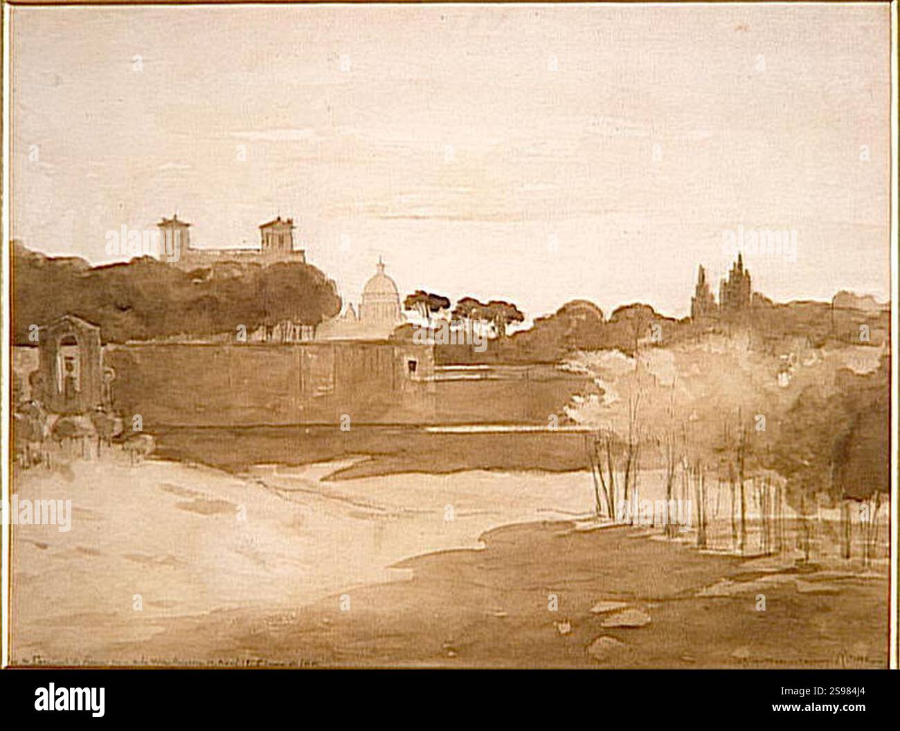 Gustave Moreau-Vue de l Academie de France a Rome prise de la villa ...