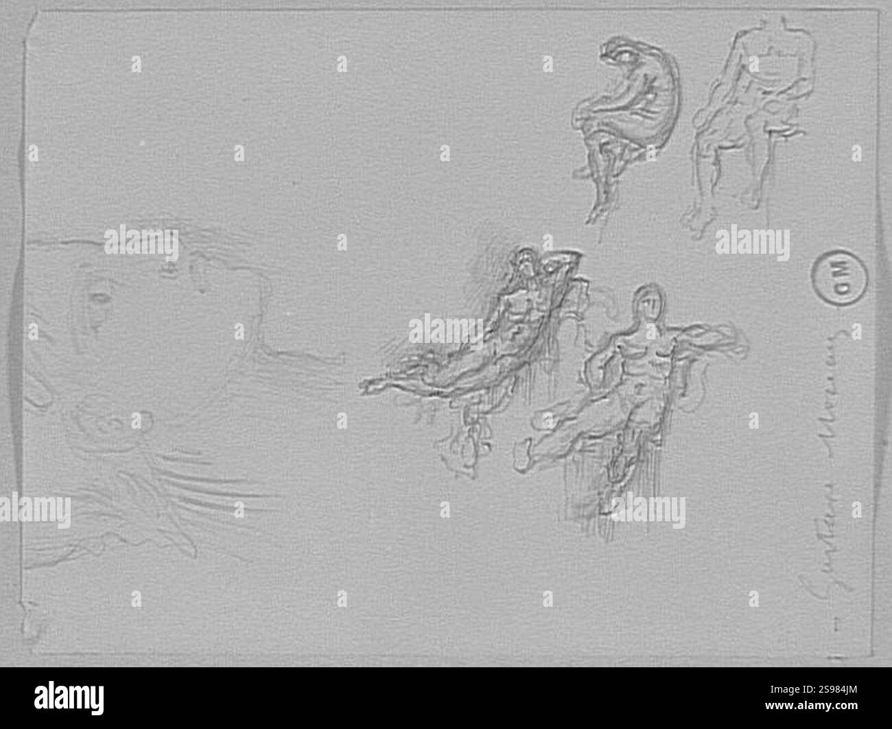 Gustave Moreau-Une etude de tete et quatre etudes de personnages-Des ...