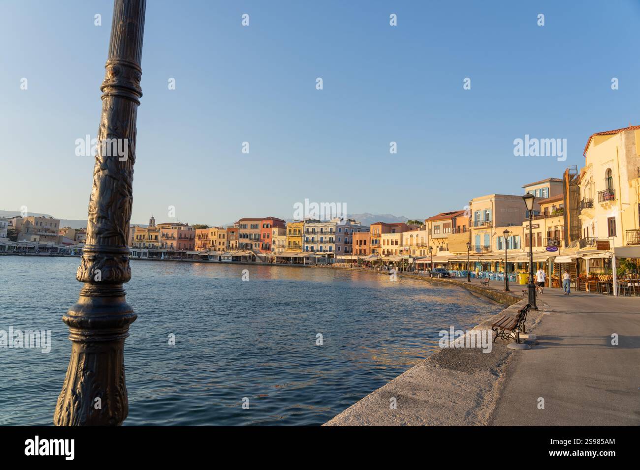 Chania Crete - August 16 2024; Early morning Street view of long ...