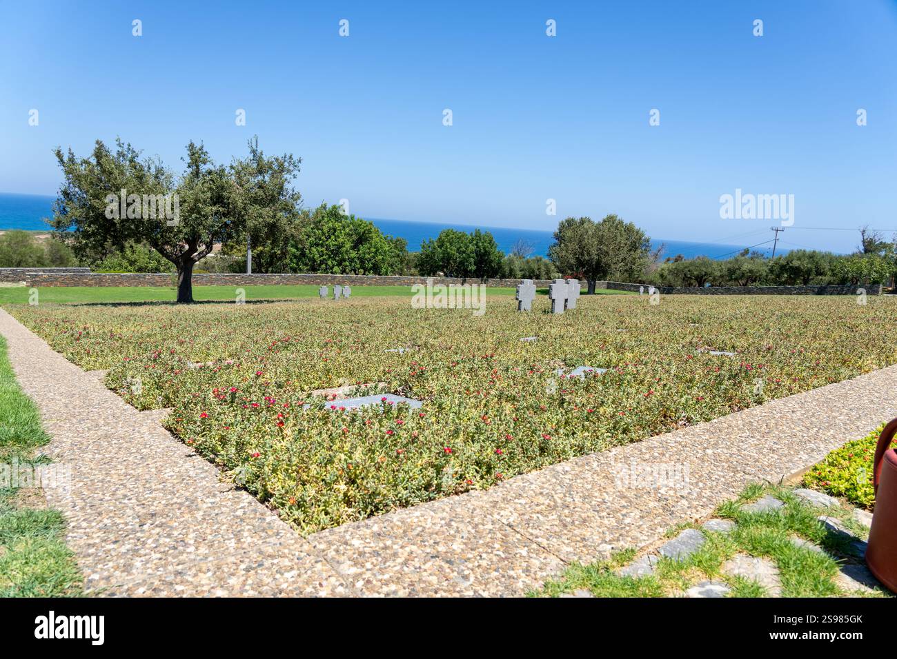 Crete - August 17 2024; Maleme German Military Cemetery graves and ...