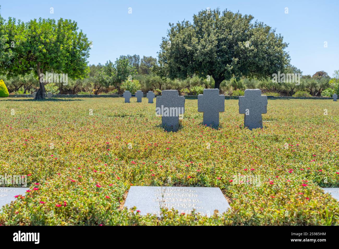 Crete - August 17 2024; Maleme German Military Cemetery graves and ...