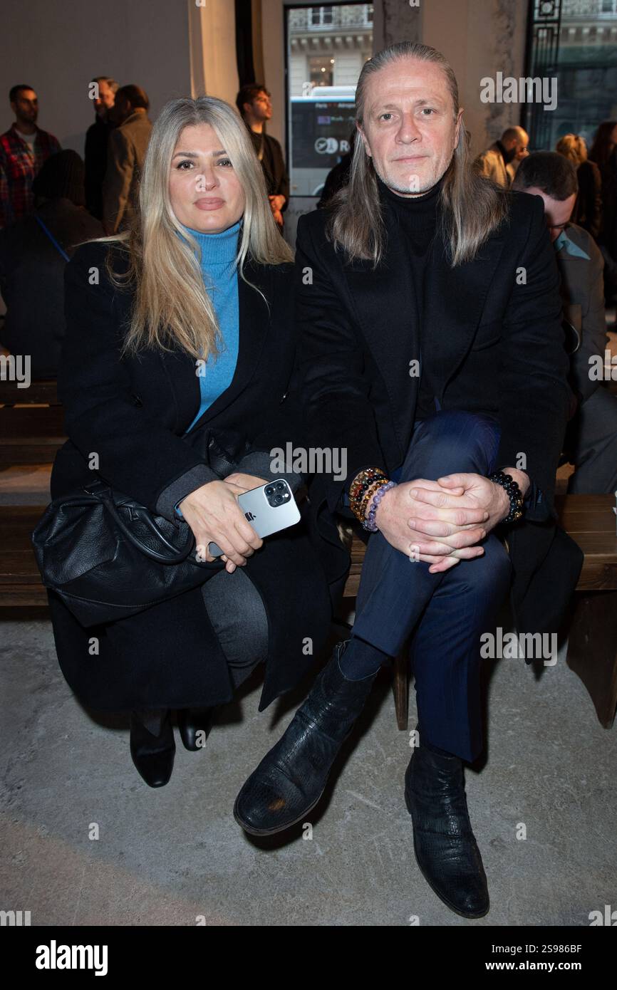 Maria Servello and Emmanuel Petit attending the Fursac Menswear Fall ...
