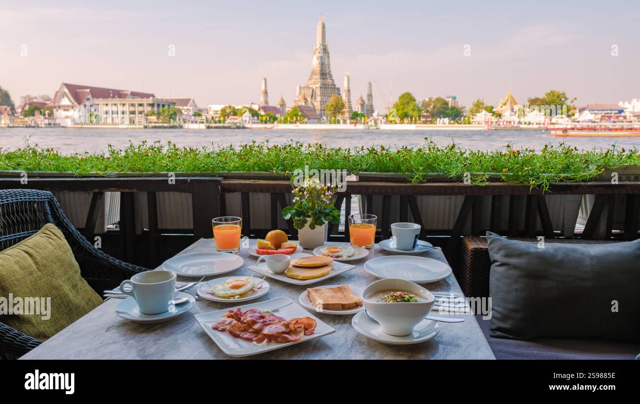 Enjoying a delightful breakfast spread at a riverside restaurant in ...