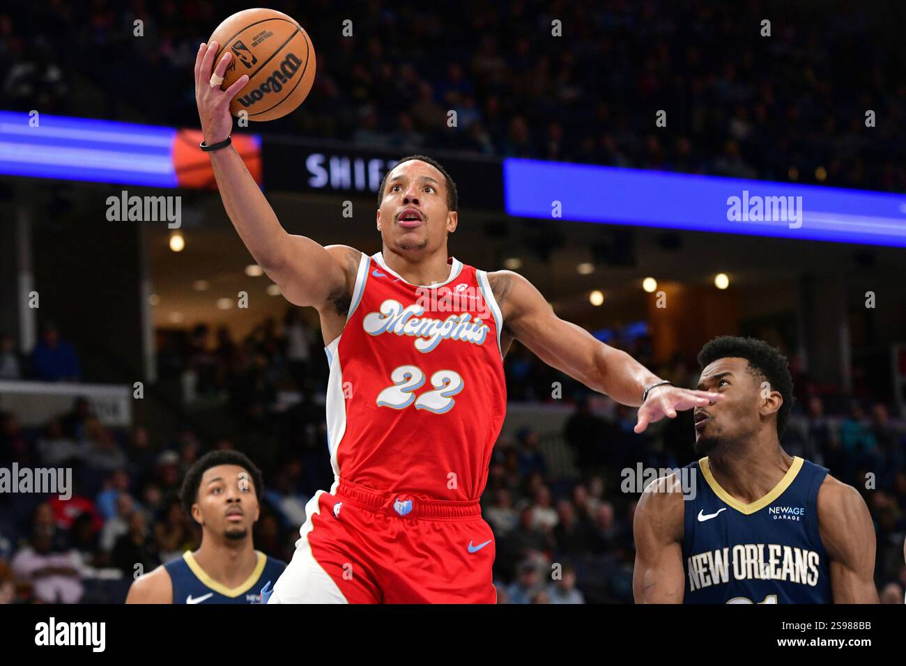 Memphis Grizzlies guard Desmond Bane (22) shoots ahead of New Orleans ...