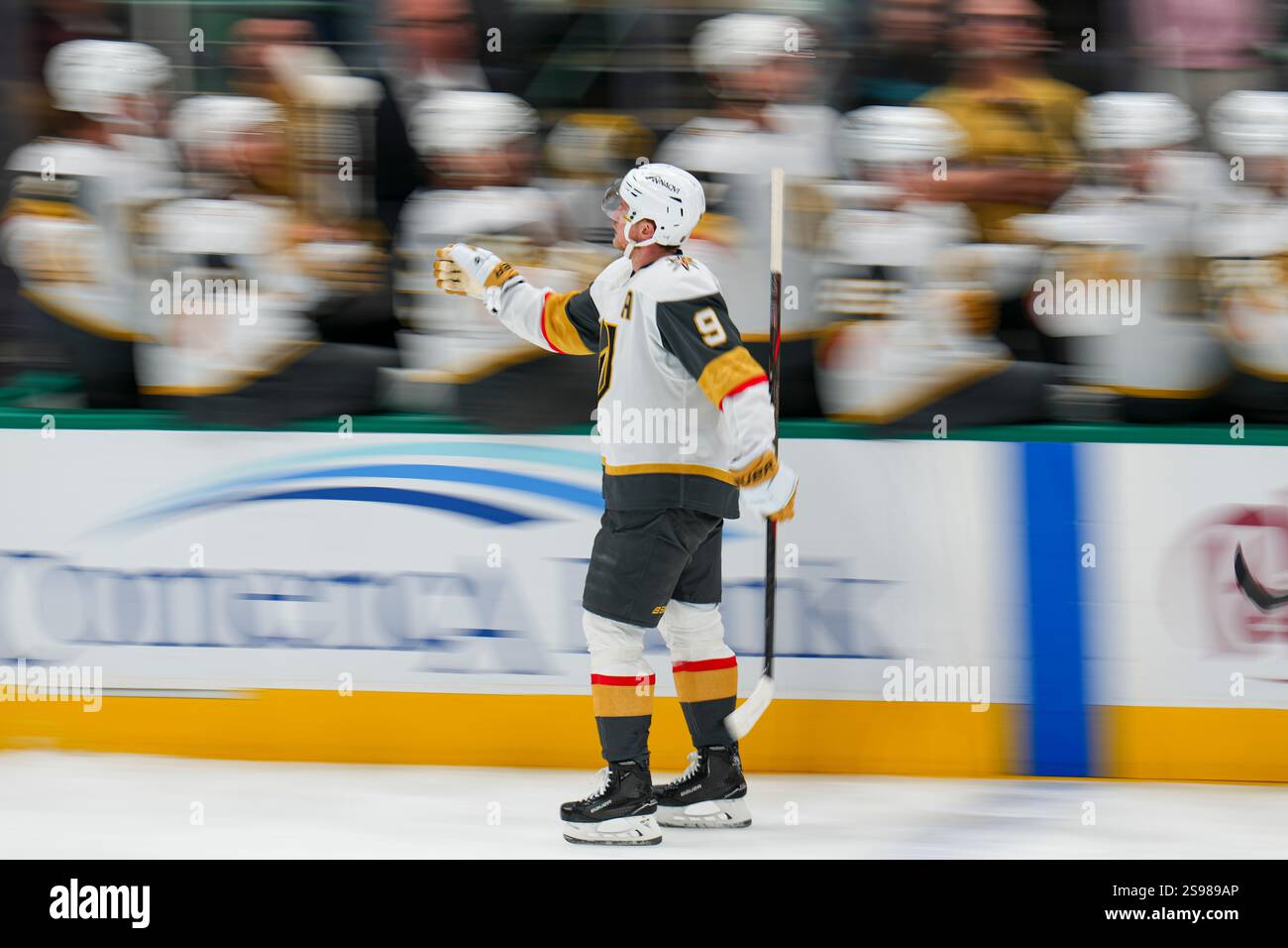 Vegas Golden Knights center Jack Eichel skates by his bench after ...