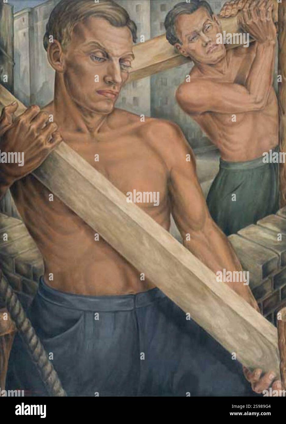 H. van Essen - Twee werkende mannen (1930 Stock Photo - Alamy
