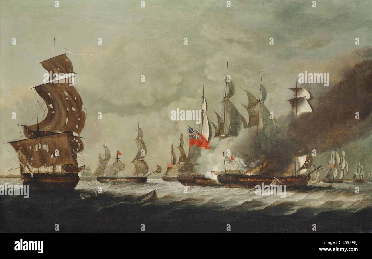 H.M. frigate Arethusa inflicting the final blows on the French frigate ...