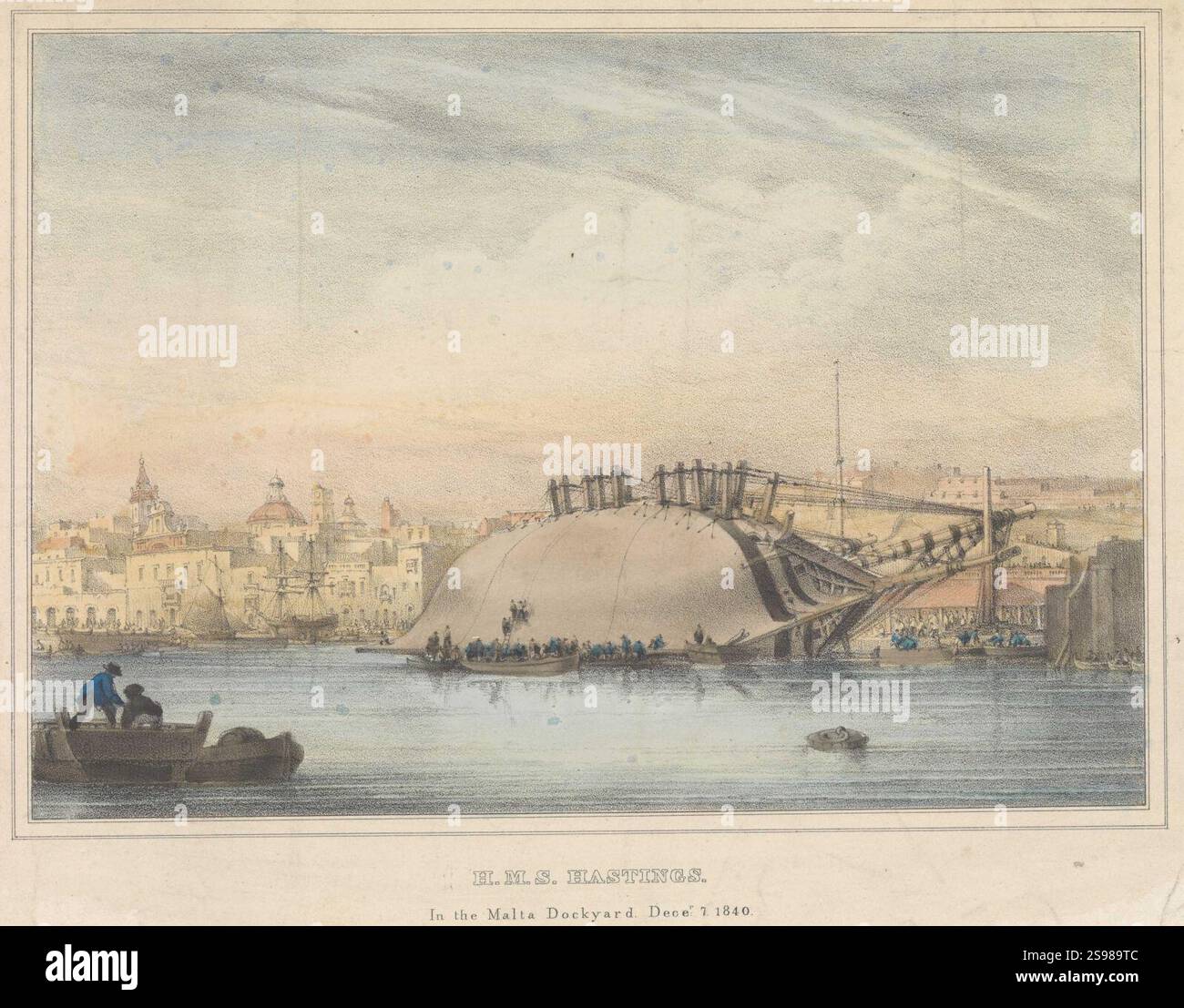 H.M.S. Hastings In the Malta Dockyard December 7 1840 Stock Photo - Alamy