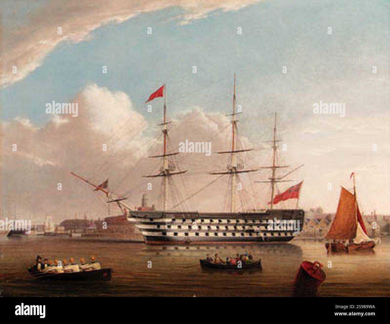 H.M.S. Victory at her permanent Mooring in Portsmouth Harbour(112156 ...