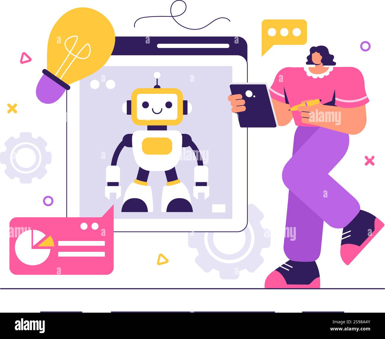 Robot Programming Vector Illustration Featuring an Artificial ...