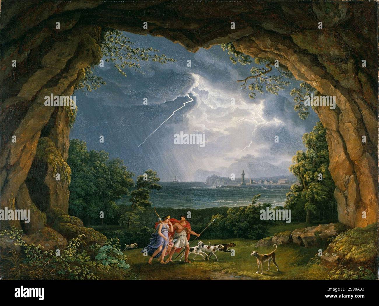 Hackert, Jacob Philipp — Aeneas und Dido flüchten vor dem Unwetter in ...