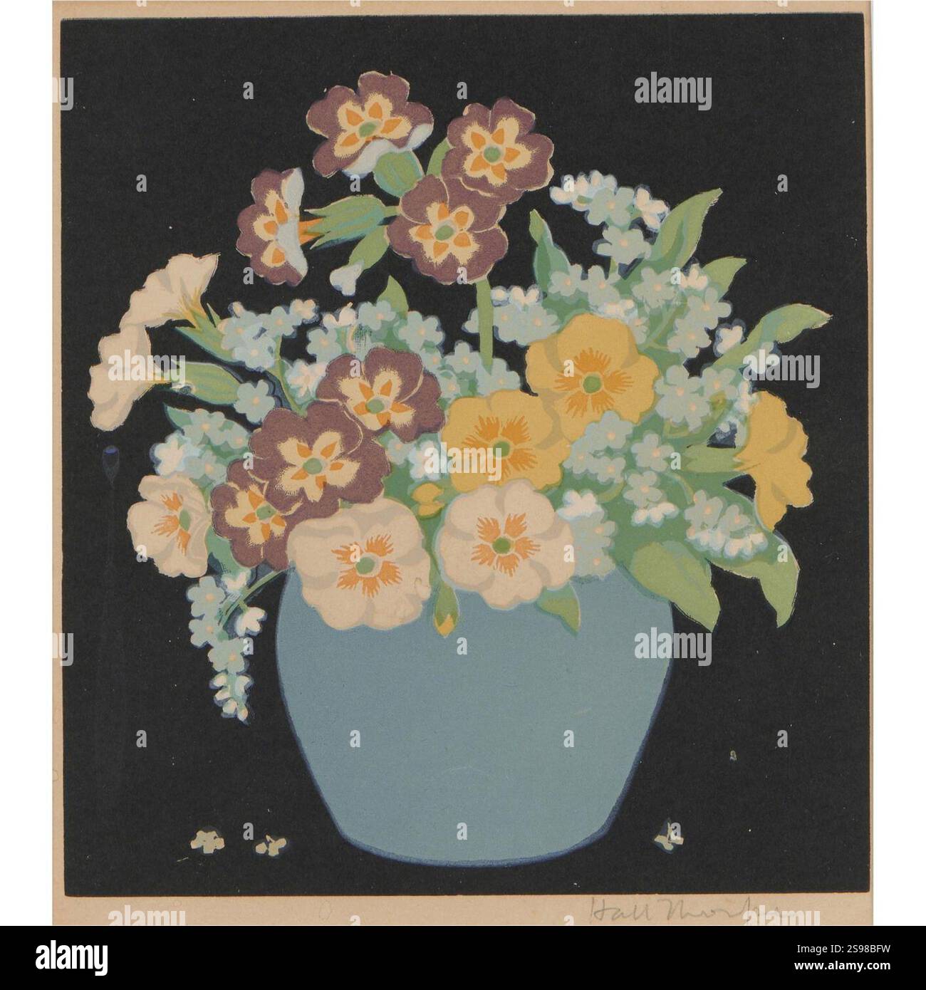 Hall Thorpe - Forget-Me-Nots woodcut signed lower right Hall Thorpe 16 ...