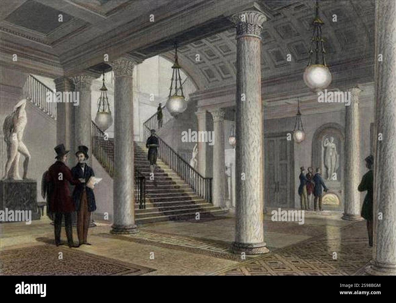 Hall of the Atheneum c.1845. Engraved by W.Radclyffe after a drawing by ...