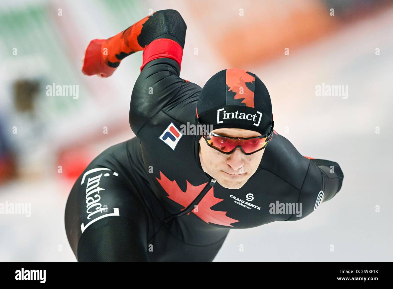 CALAGARY, AB - JANUARY 24: Connor Howe (CAN) races during the 1500m Men ...