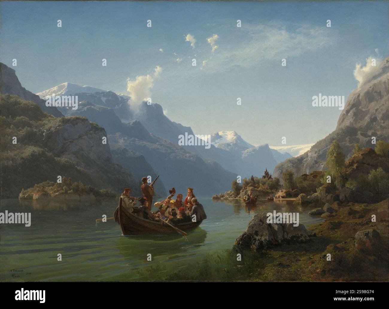Hans Gude, Adolph Tidemand - Bridal Procession on the Hardangerfjord ...