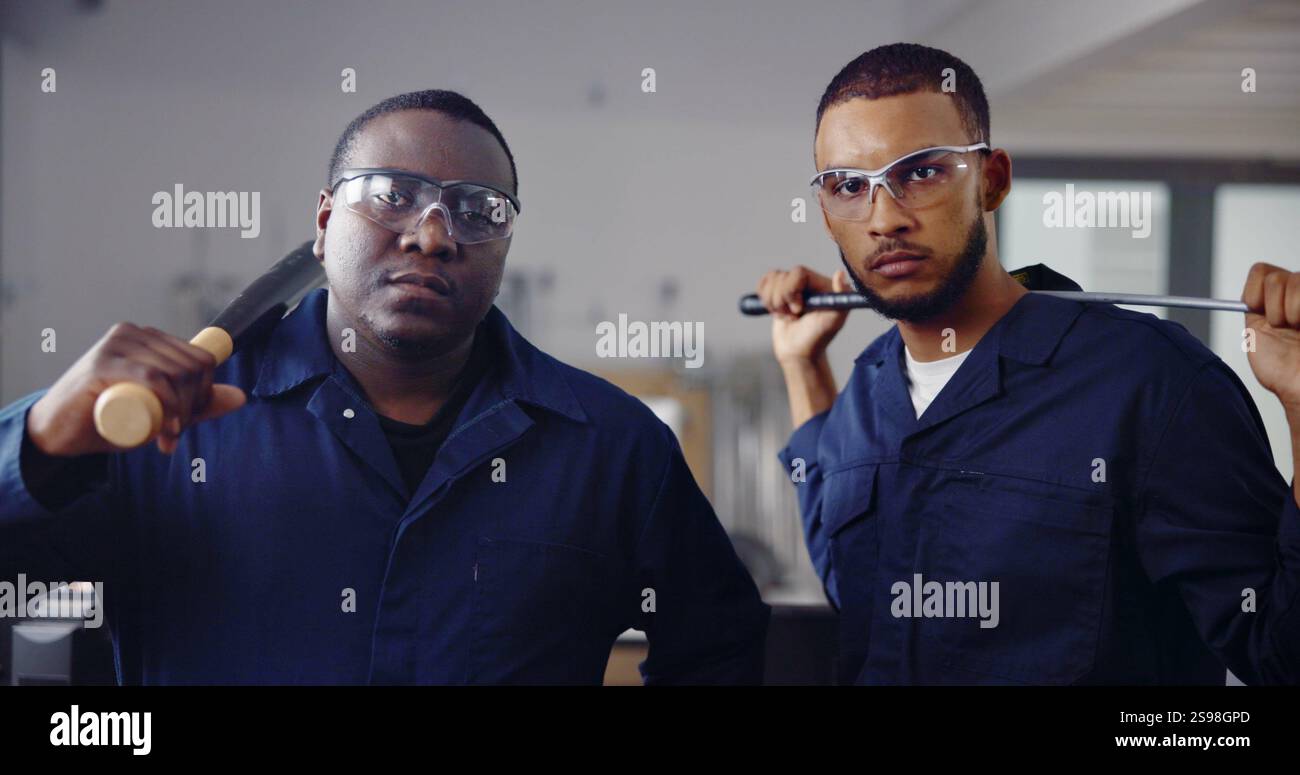 Portrait, weapon and men in rage room for frustrated, anger management ...