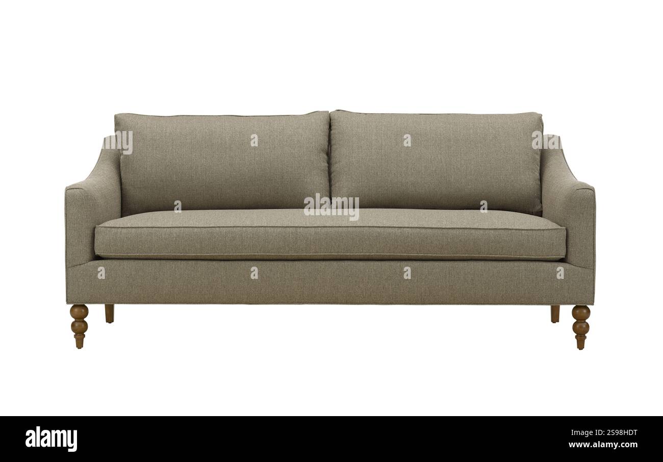 Modern gray fabric sofa + clipping path. The sofa is isolated on a ...