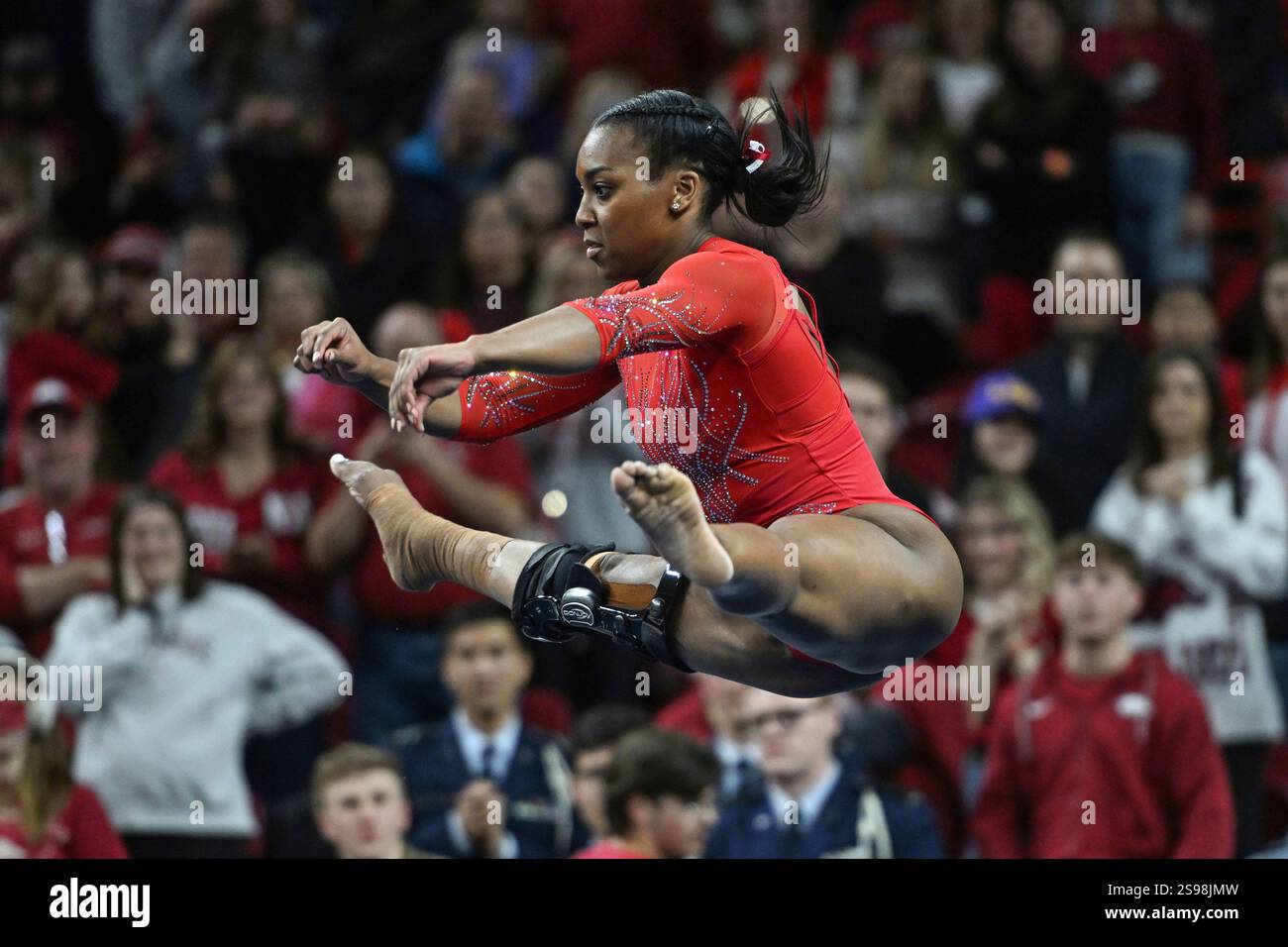 Arkansas gymnast Frankie Price competes on the floor against LSU during ...