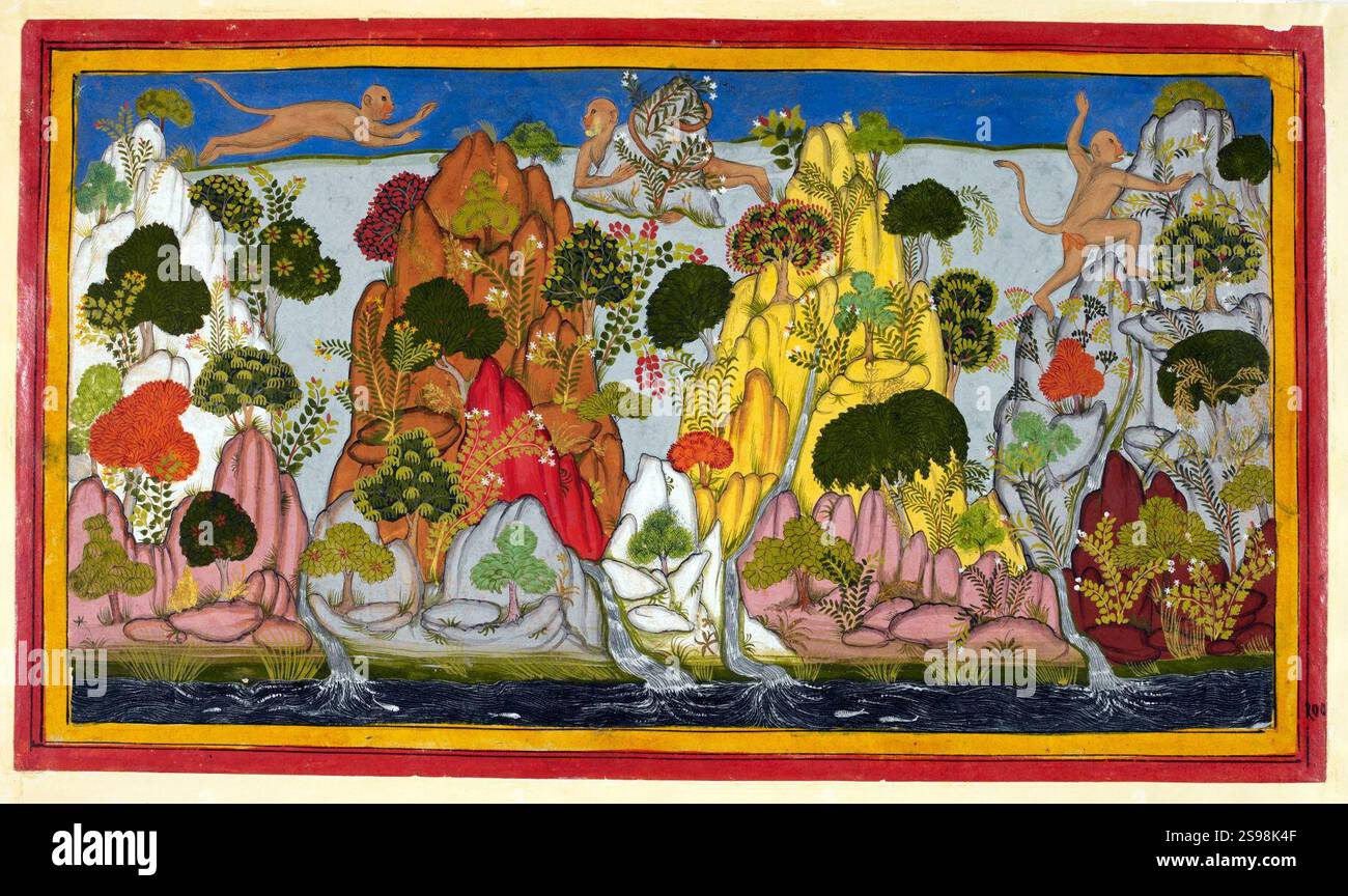 Hanuman flies to the Himalayas in search of sacred herbs, From the ...