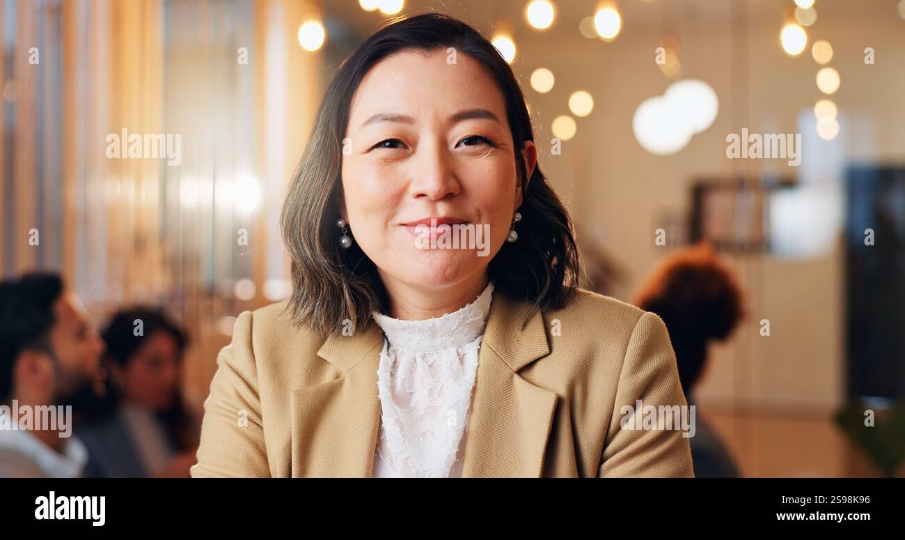 Portrait, corporate and woman with pride at hotel for event planning ...