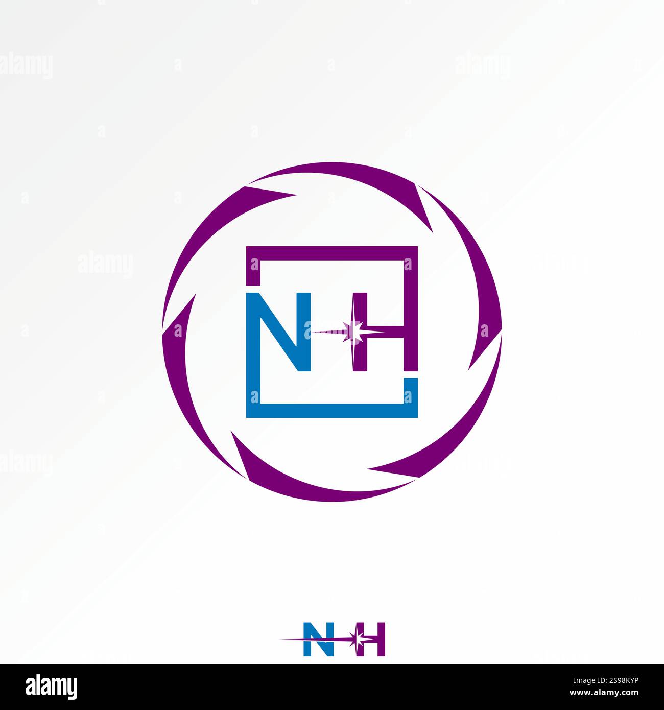 Logo design graphic concept creative premium vector stock image graphic initial NH line square ...