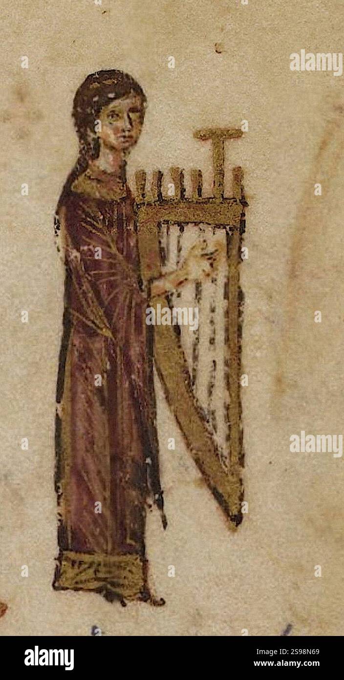 Harp from Theodore Psalter page 191r Ps.151. 7-8 - David killing ...
