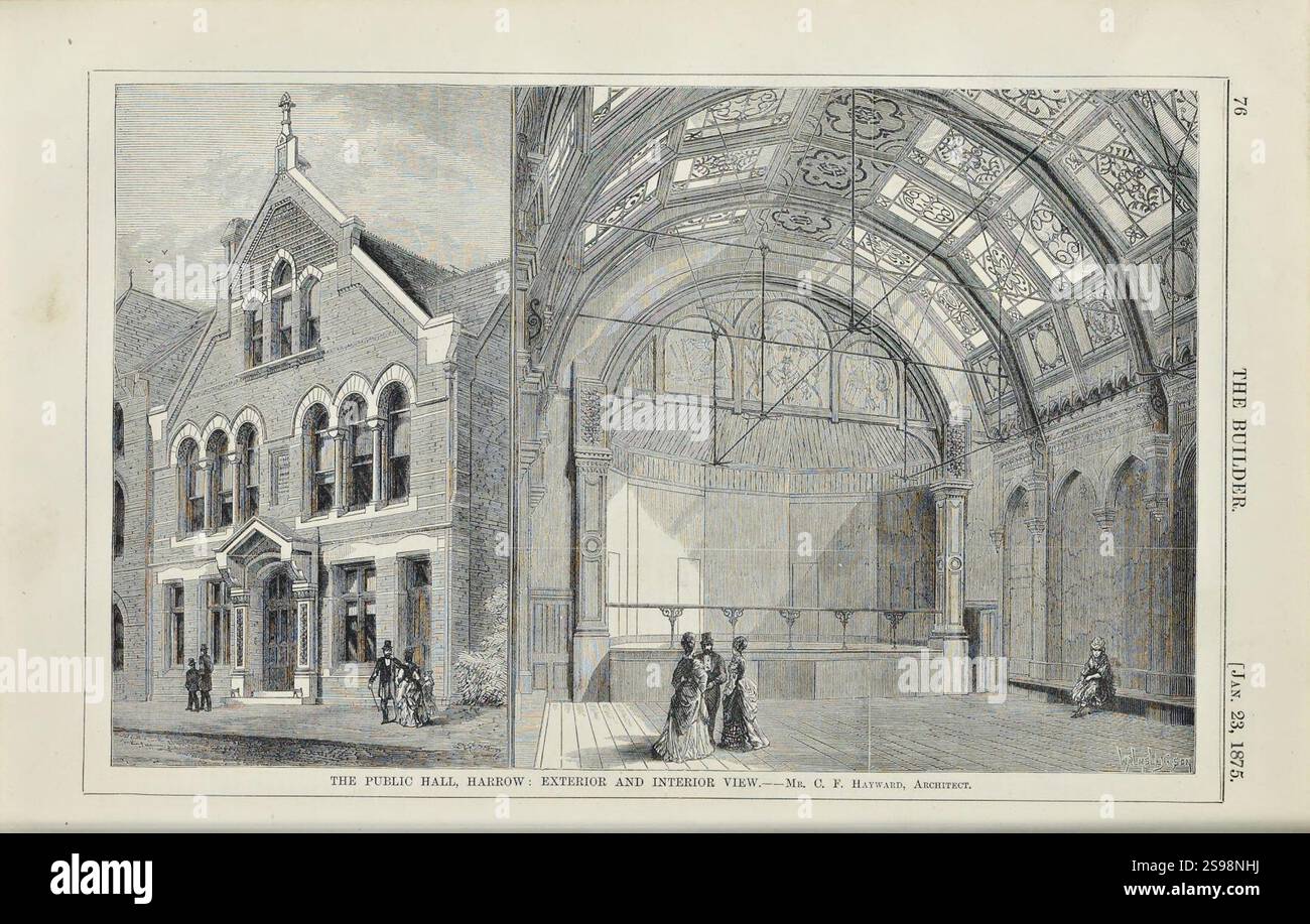 Harrow Public Hall The Builder 1875 gri 33125006202036 0087 Stock Photo ...