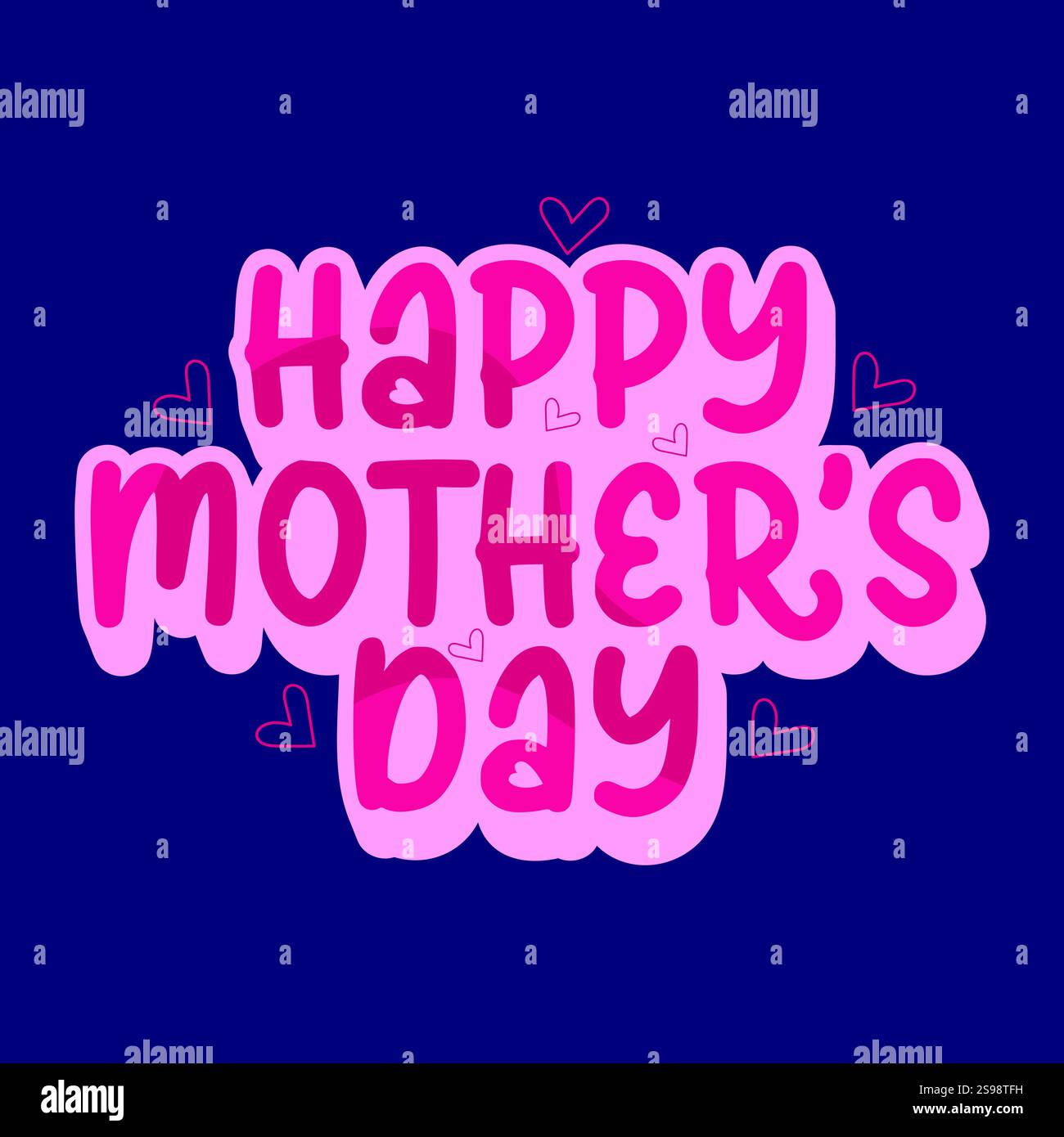 Happy Mother's Day vector lettering decoration with hearts elements ...