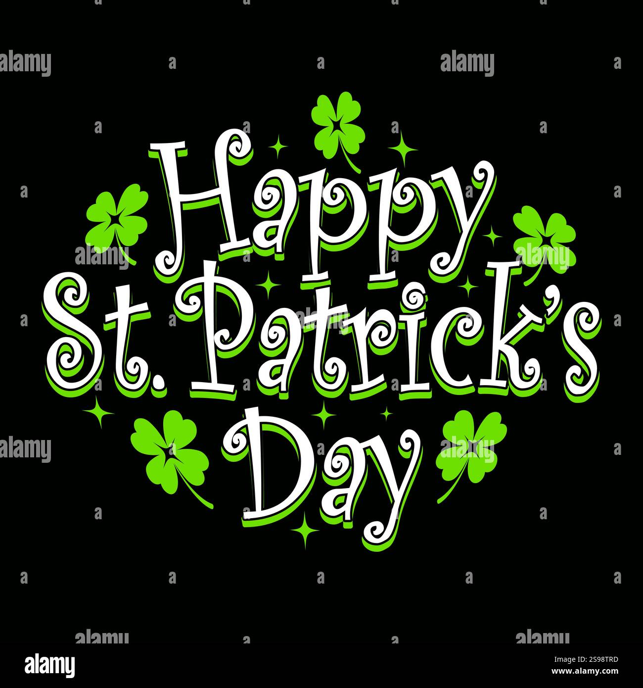 Happy St. Patrick's Day Celtic lettering greeting card with green ...