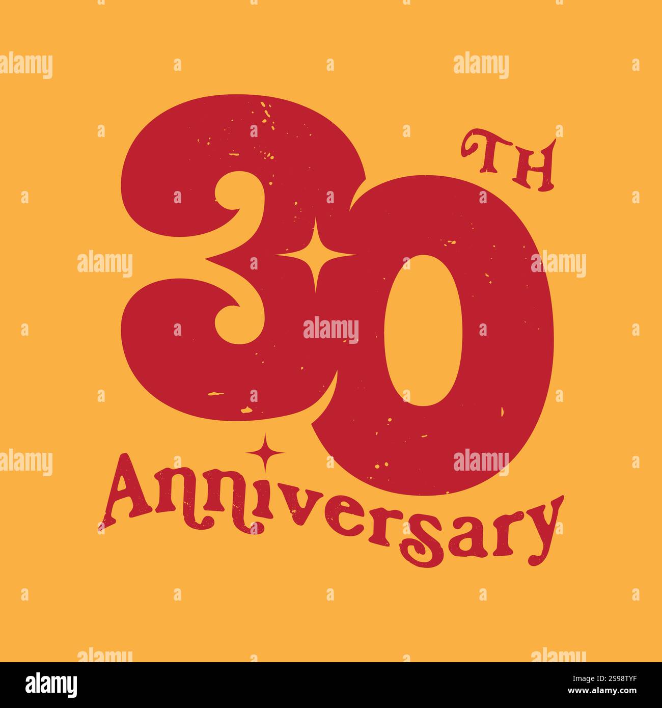 30th anniversary logo with red typography vector illustration. 30 years ...