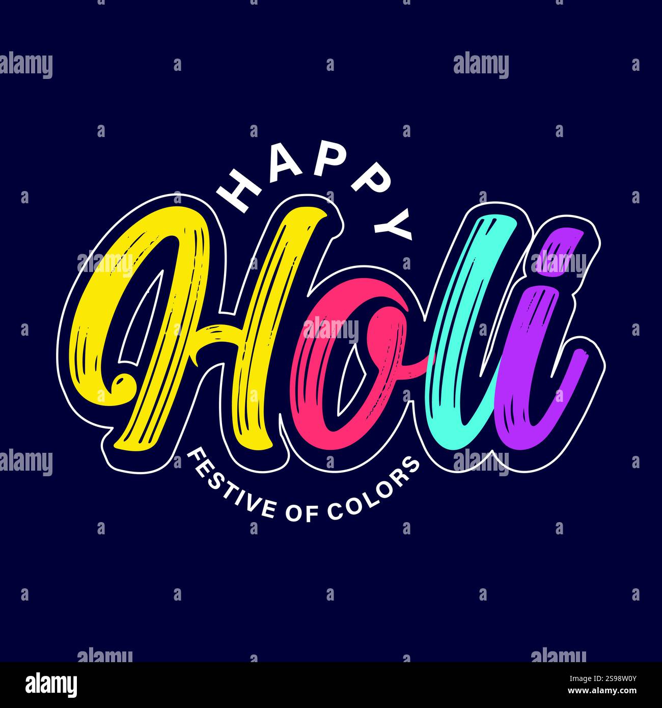 Happy Holi greeting card with colorful typography vector illustration ...