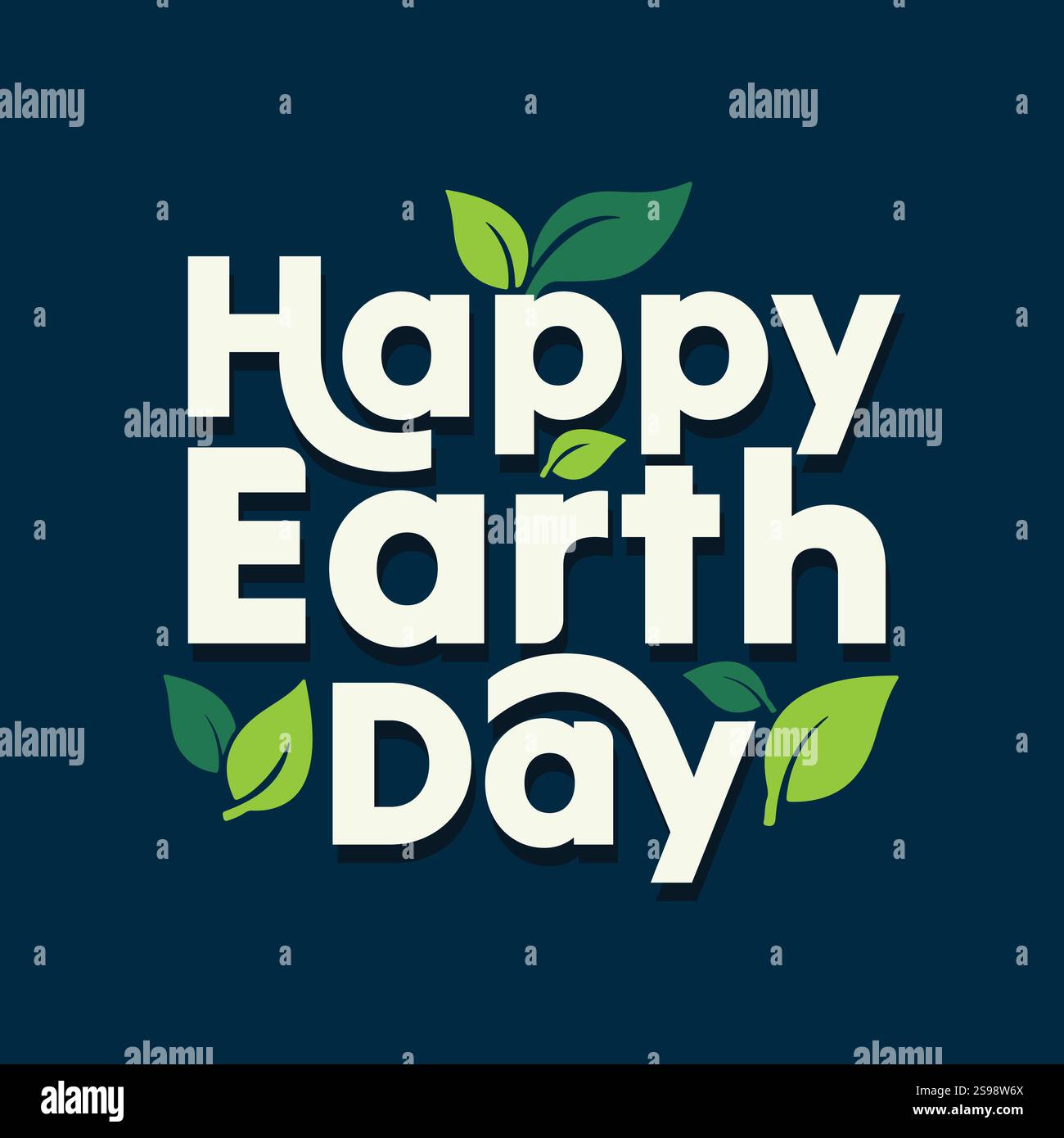 Happy Earth Day banner with green leafs. Earth Day typography logo ...
