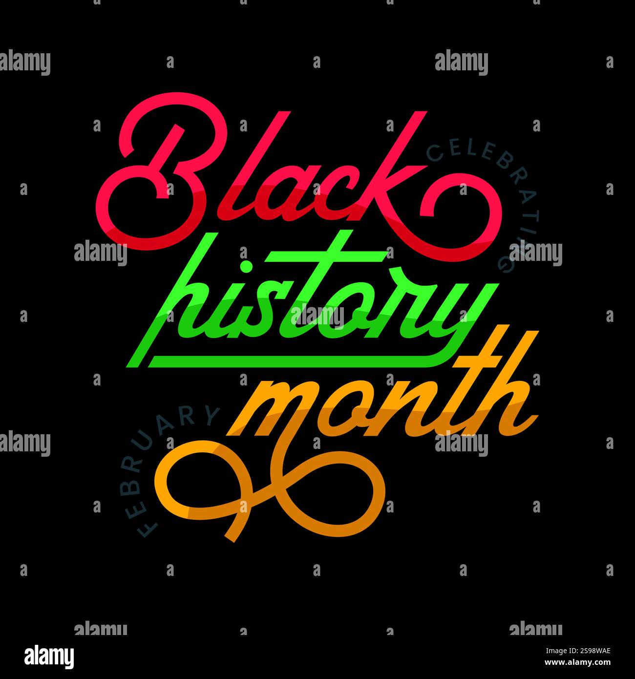 Black History Month card design with hand lettering vector illustration ...