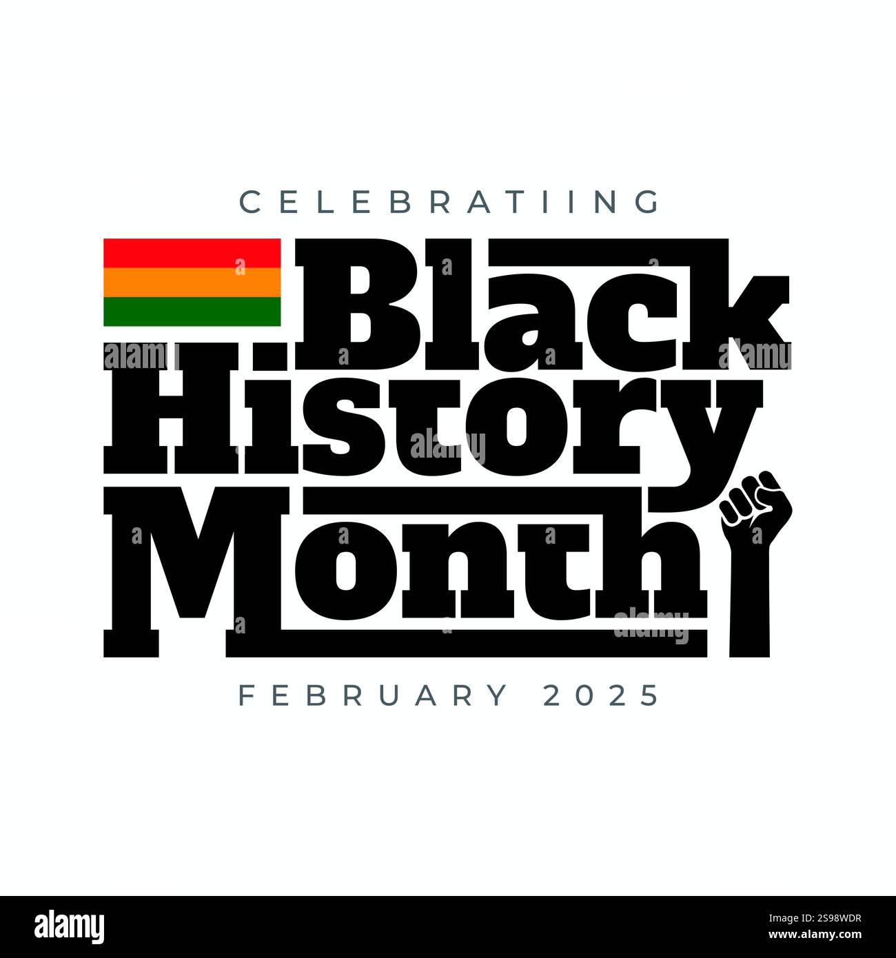 Black History Month banner, poster, template with flag and fist hand ...