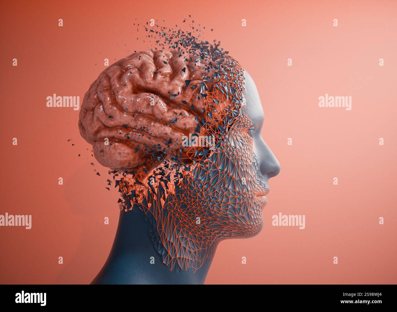 Human head profile and brain inside. Confusion and brainstorming ...