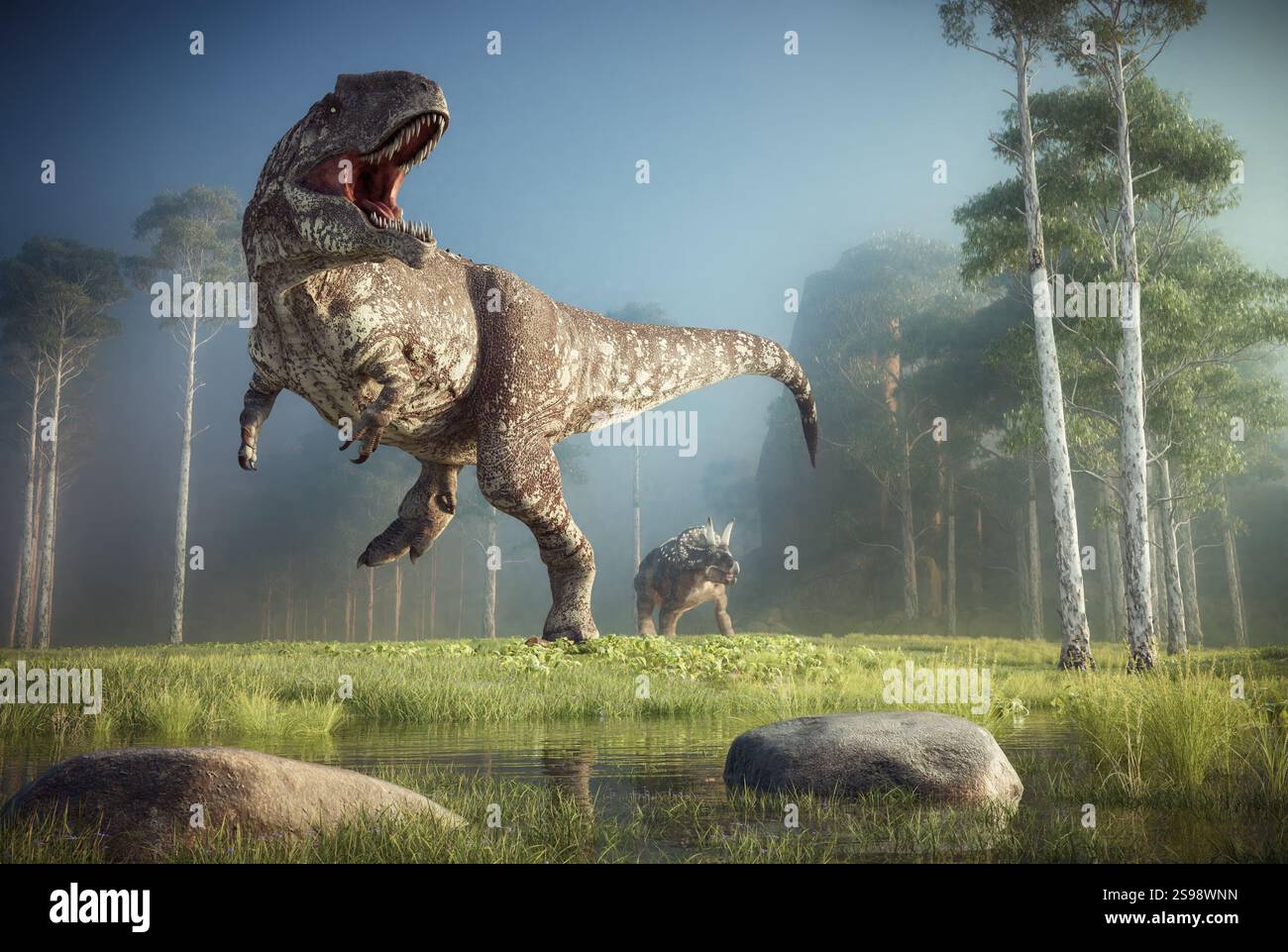 Giganotosaurus in nature. This is a 3d render illustration Stock Photo ...