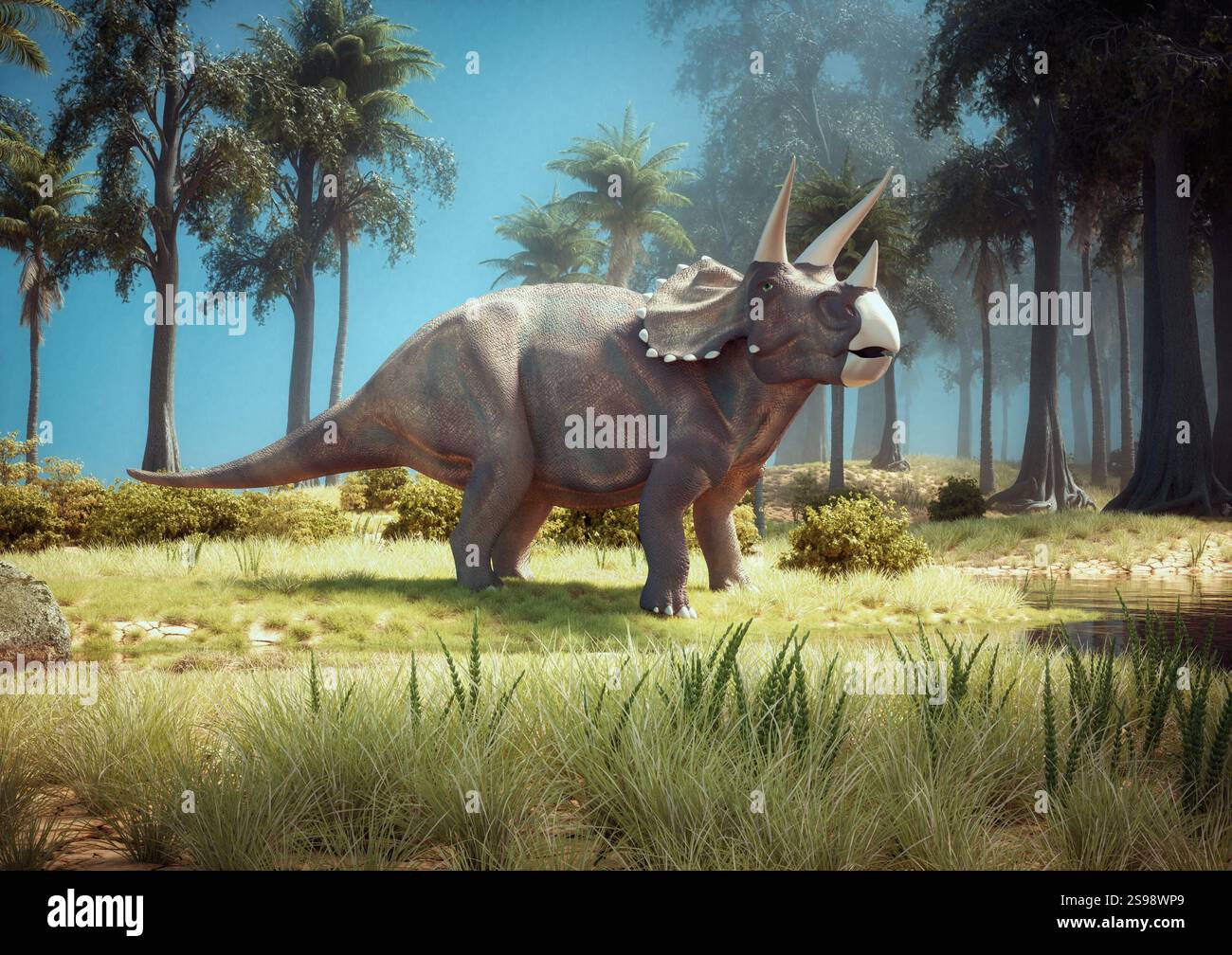 Triceratops dinosaur in nature. This is a 3d render illustration Stock ...