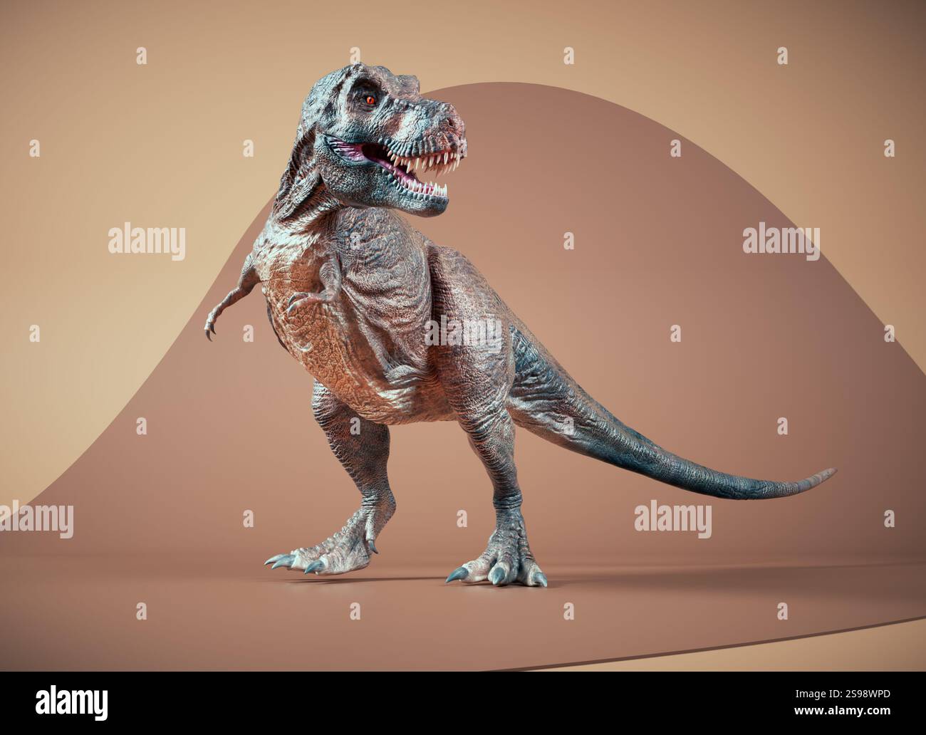 Tyrannosaurus-rex posing in studio. This is a 3d render illustration ...