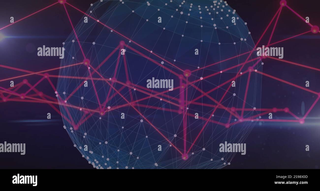 Image of globe and connections over white spots. Technology, business ...
