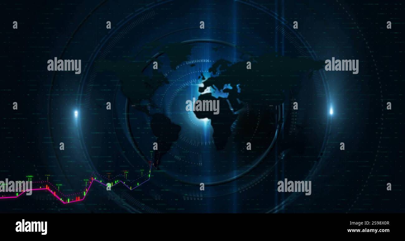 Stock market data and graphs over world map image Stock Photo - Alamy