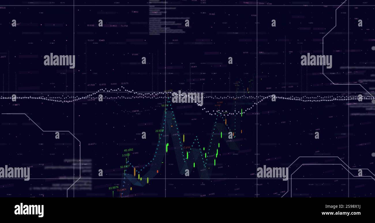 Stock market data and financial chart image over dark background with ...