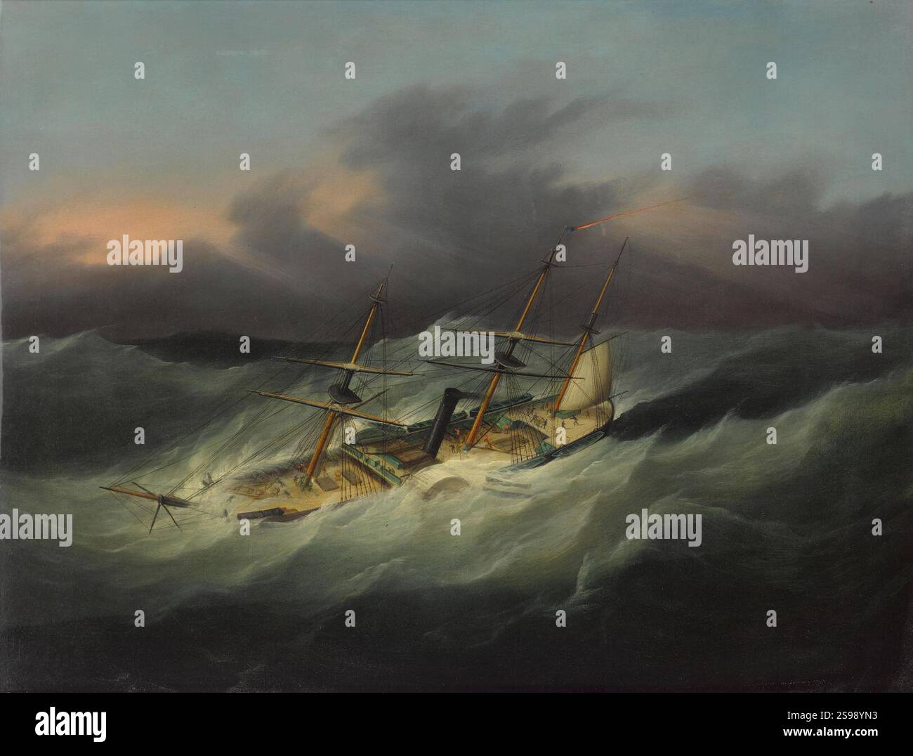 Joseph Heard (circle) - The U.S. Steam Frigate Mississippi in a typhoon ...