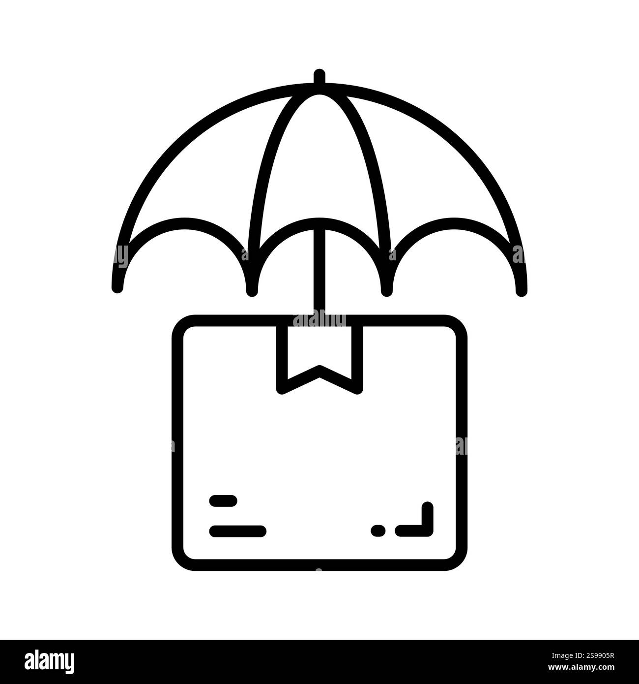 Package parcel under umbrella showing concept icon of package insurance ...