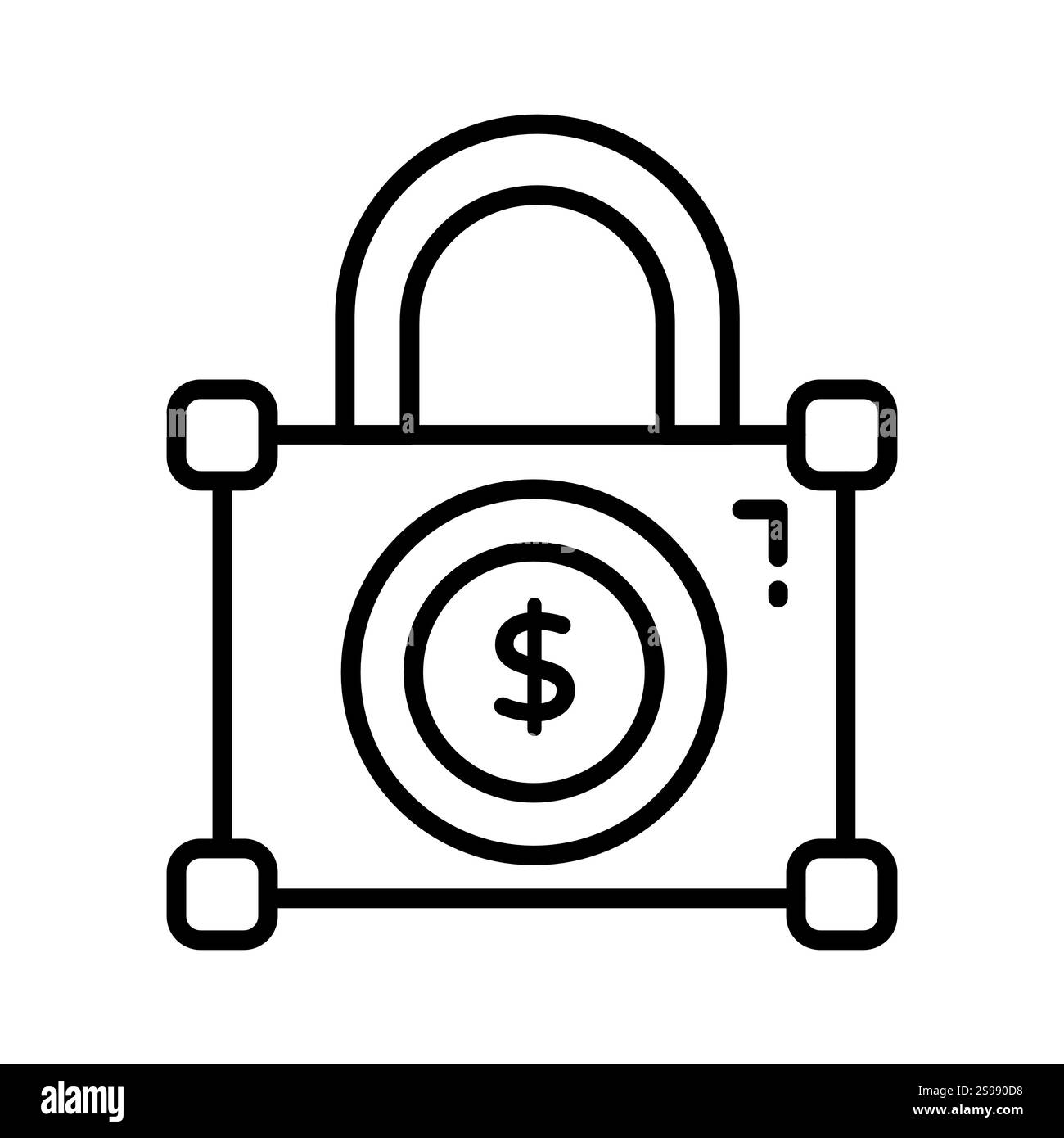 Dollar coin inside padlock showing concept icon of secure payment ...