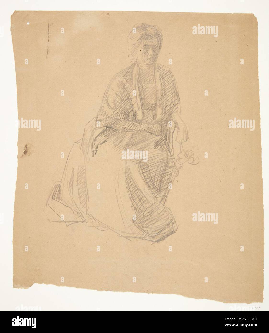 Peter Hansen, Kunstnerens hustru Fru Elise P H siddende Studie til ...