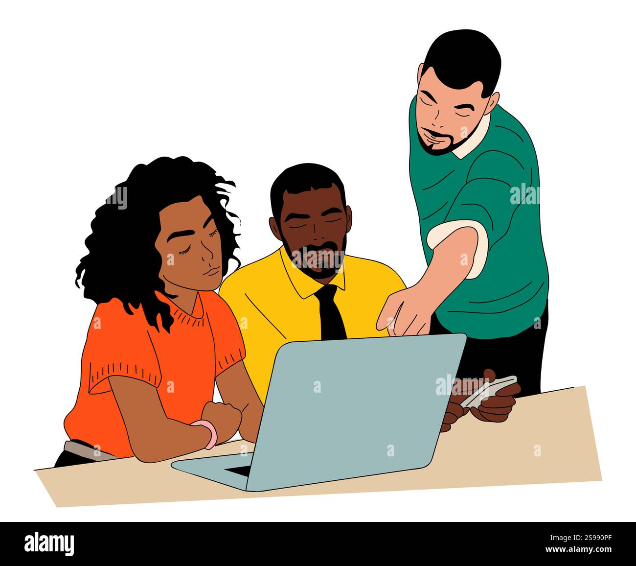 Business people sitting at a table with laptop Stock Vector Image & Art ...