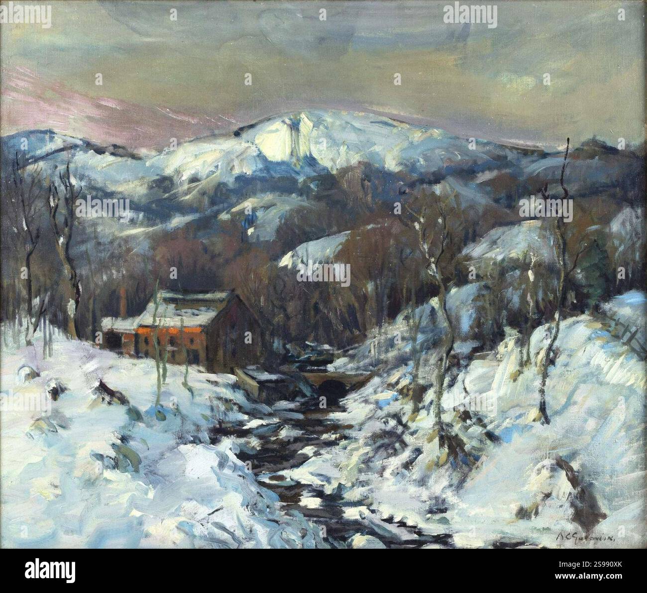 Snowy Banks on the River by Arthur Clifton Goodwin Stock Photo - Alamy