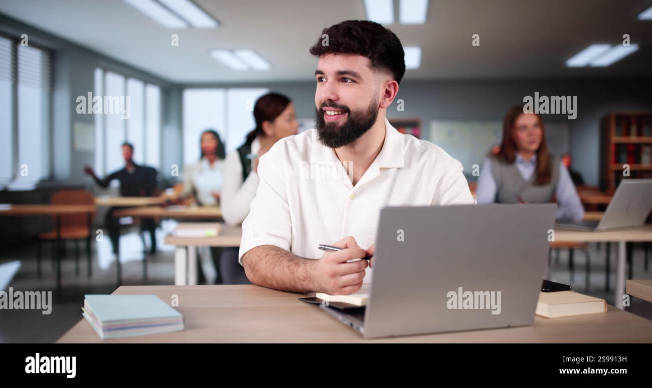 Lost Student in Classroom. Thinking Man With Idea Stock Photo - Alamy