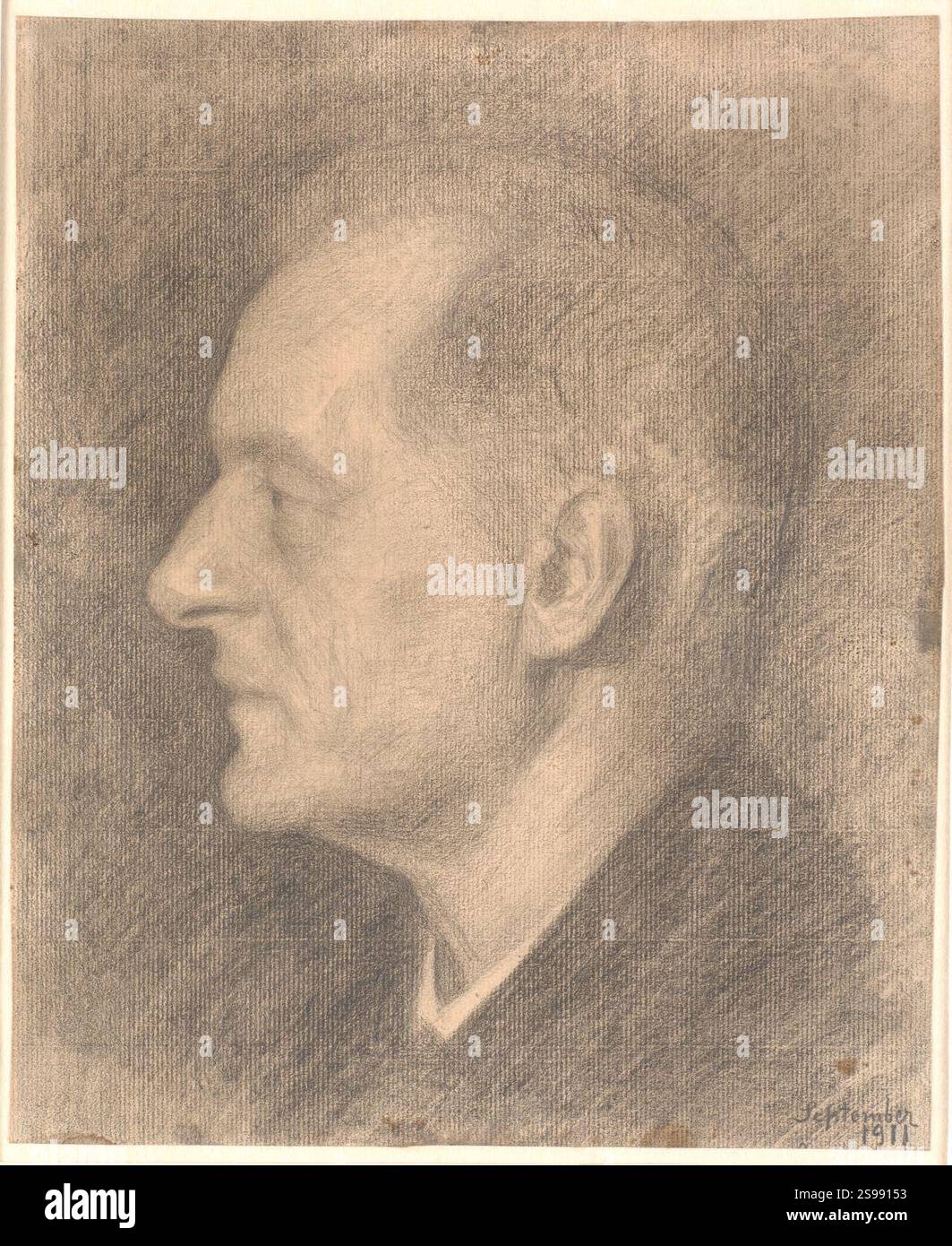 Vilhelm Hammershøi, Portræt af Alfred Bramsen, profil mv, 1911 Stock ...